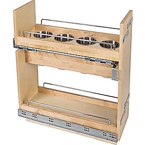 Hardware Resources 8.5" Base Cabinet Soft-Close Pullout Utensil Organizer with Patented "No Wiggle" Technology to Eliminate Rocking, Pre-Assembled with Steel Bins for 12" Base Cabinets