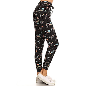 Leggings Depot Women's Relaxed fit Jogger Pants - Track Cuff Sweatpants with Pockets-S506, Small, Unicorn Cloud