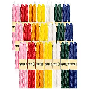 42 Pcs Beeswax Handmade Taper Candles Dripless Wax Candles Colorful Beeswax Candles 9 Inch Long Tapered Candles Honeycomb Candles for Christmas Dinner Party