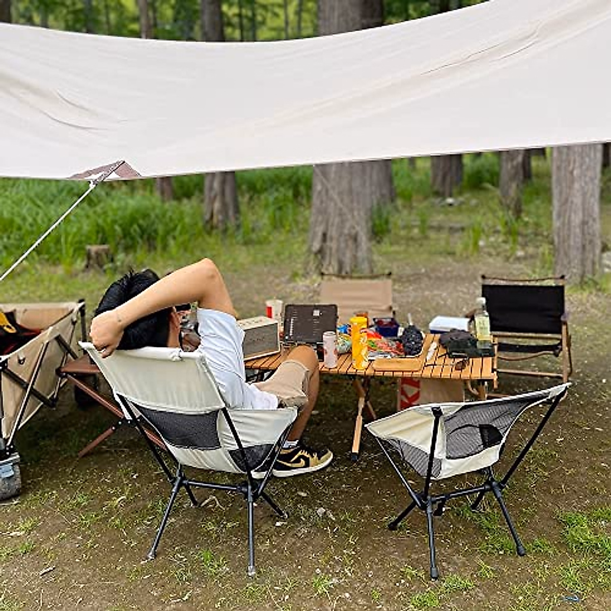 Outdoor Camping Chair, Beach Chairs for Adults, Portable Lightweight Folding Camp Chairs, Profile Folding Chair for Outdoor Camp Travel Picnic Hiking Backpacking (2)