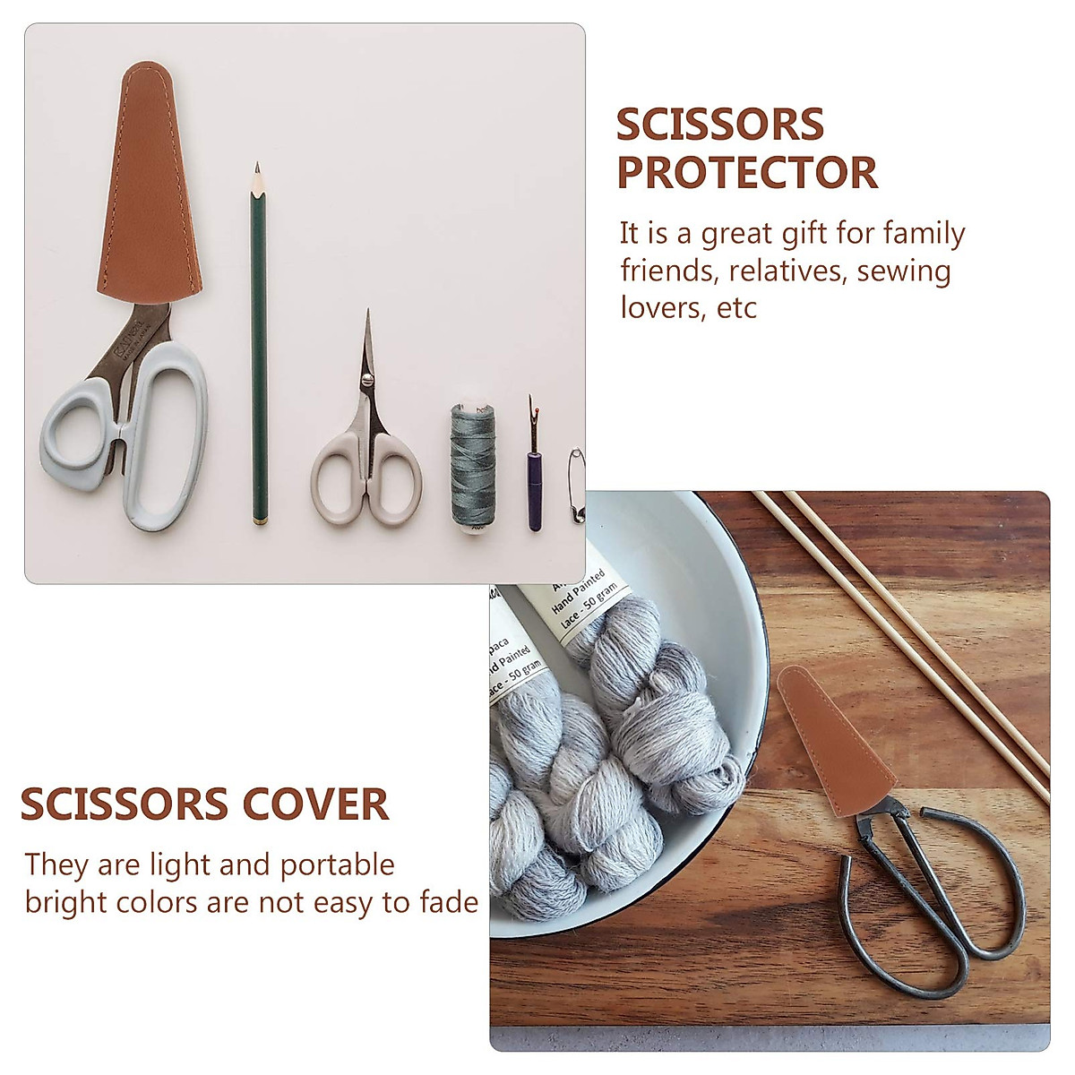 EXCEART 4pcs Sewing Scissors Sheath Leather Scissors Cover Protector Safety Trimming Beauty Tool Protection Cover Collect Bags