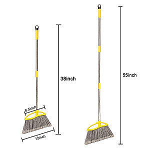 Gloffer Outdoor Angle Broom Heavy Duty with Long Handle Stiff Bristles for Garage Garden Commercial and Industrial