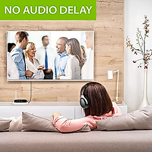 Avantree Oasis B – Bluetooth Transmitter & Receiver for TV with Dual Link Capabilities, Pass-Through Features, and No AudioDelay, Class 1 Long Range, LED Indicator, Optical AUX RCA