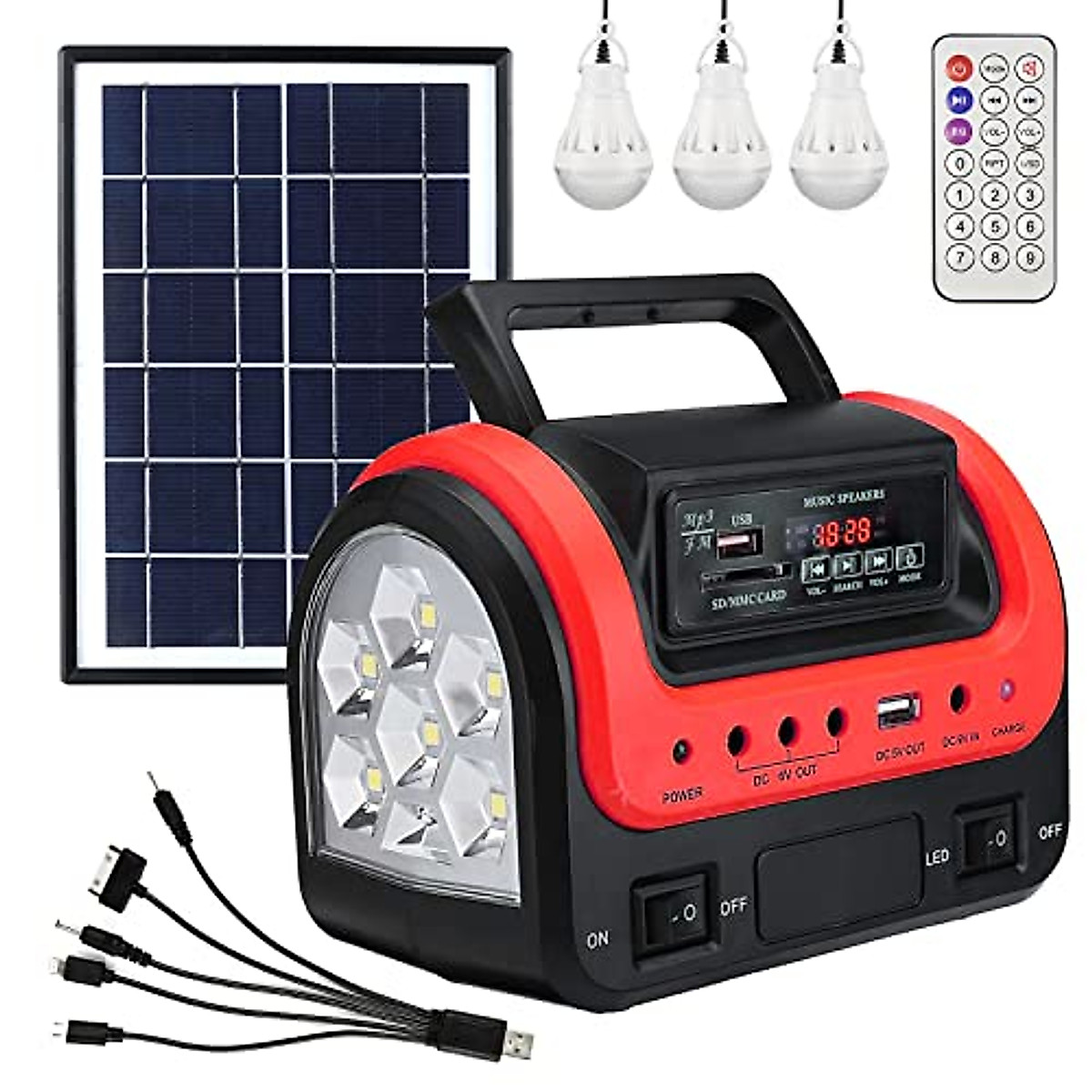 Solar Generator - Portable Generator with Solar Panel,Solar Power Generators Portable Power Station with Flashlight,Emergency Generator Solar Powered for Home Use Camping Travel Hunting Emergency(Red)