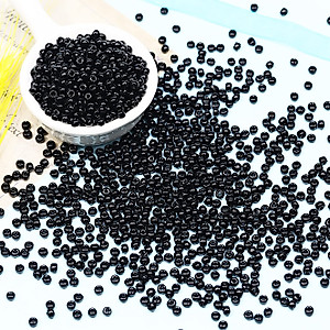 Bala&Fillic Opaque Black Color 4mm Seed Beads About 1200pcs/100Grams in Bag, 6/0 Glass Craft Beads for Making Bracelet and Necklace (Black)