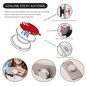 K TOMOTO [10 Pack] 3M VHB Sticky Adhesive Pads for Socket Mount Base, Duble Side Heat Resistant Strong Sticker Replacement Tape for Phone Collapsible Grip & Stand Back, 1.3 Inches, Clear