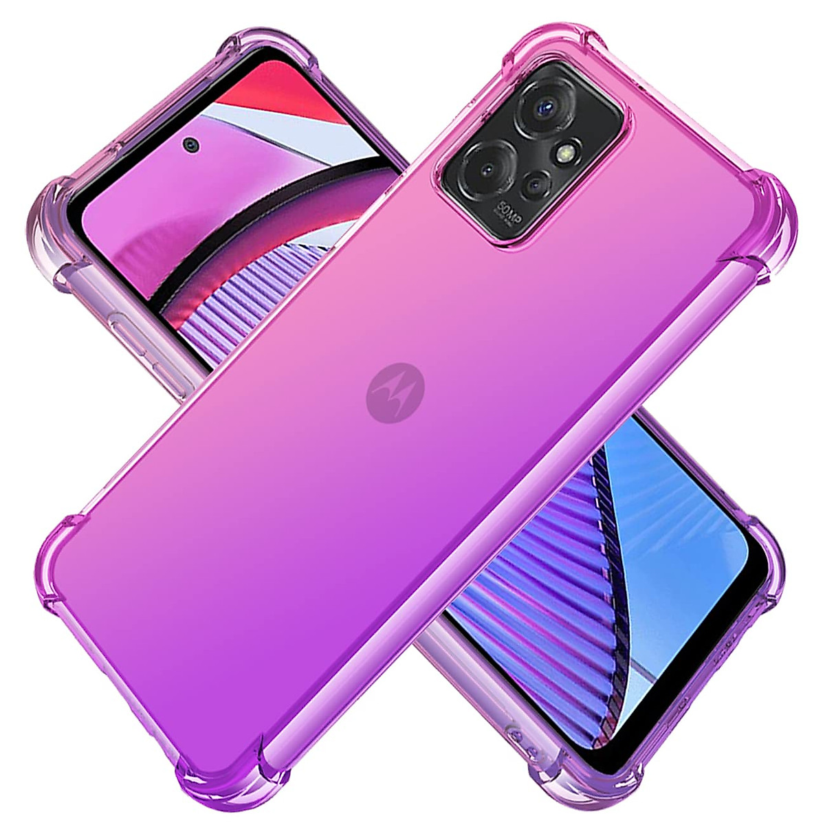 KOARWVC Case for Motorola ThinkPhone Case, Moto ThinkPhone 5G Case, Crystal Clear Case Gradient Slim Anti Scratch TPU Shockproof Protective Phone Cases Cover for Motorola ThinkPhone (Pink/Purple)