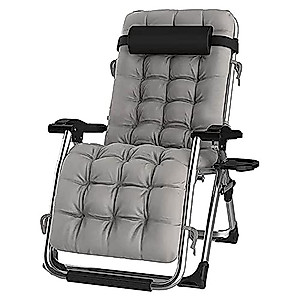 ROLTIN Garden Lounge Chair Oversize Folding Lounger, Adjustable Recliner Outdoor Reclining Beach Desk Garden Lounger with Cushions