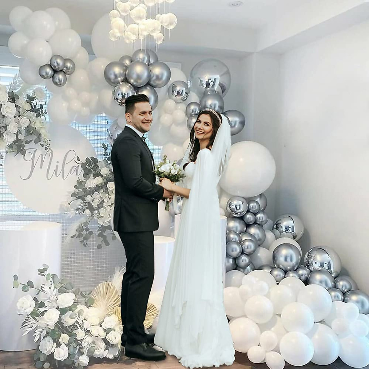 FEELMOMNNT 84 pcs White Balloons Different Sizes 5/12/18 inch White Latex Balloons White Balloon Garland Arch for Birthday Party Graduation Holiday Wedding Baby Shower Anniversary Party Decoration