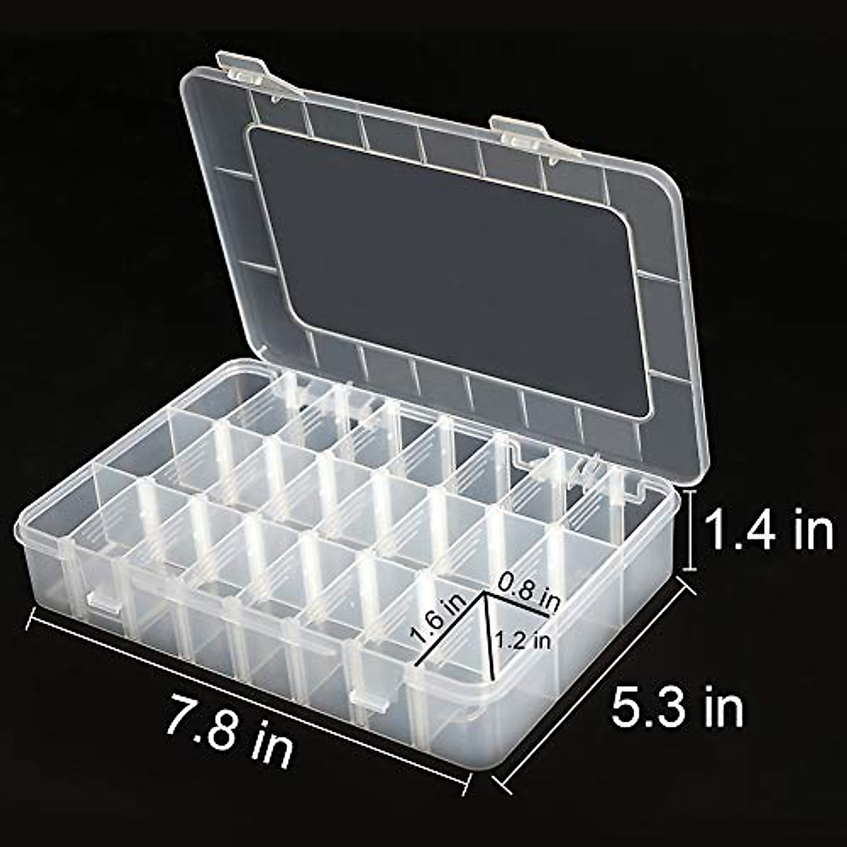 3 Pack Plastic Organizer Container,Plastic Storage Box with Adjustable Dividers for Jewelry Toy Cosmetics Craft Fuse Beads Nuts Pills Tackle and Screwdriver