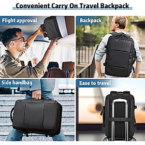 Petfu Travel Backpack 40L Carry on Backpack Flight Approved, Expandable Luggage Bags 17 Inch Laptop Backpack Anti-Theft Computer Backpack Weekender Bag Overnight Large Daypack