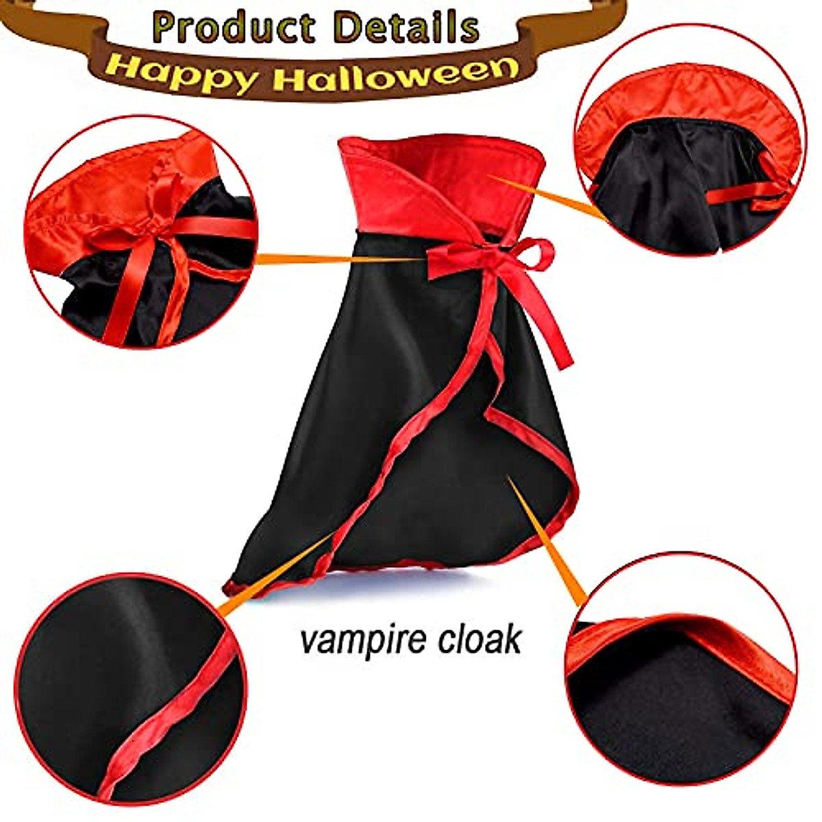 Halloween Large Dog Costume 2PACK Cute Cat Dog Cosplay Devil Hat Headband Adjustable Vampire Cloak Funny Hair Hoop Cape for Medium Large Dogs Holiday Dress Supplies