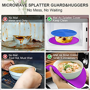 KooMall 12 10 8 6 4 Inch Multi-Purpose Microwave Mat, as Trivet, Pot Holders, Food Cover, Cup Lids, Drying, Place Mat, Utensils Rest, Heat Pad for Hot Pot Pans Bowls Plates Dishes Kitchen Counter