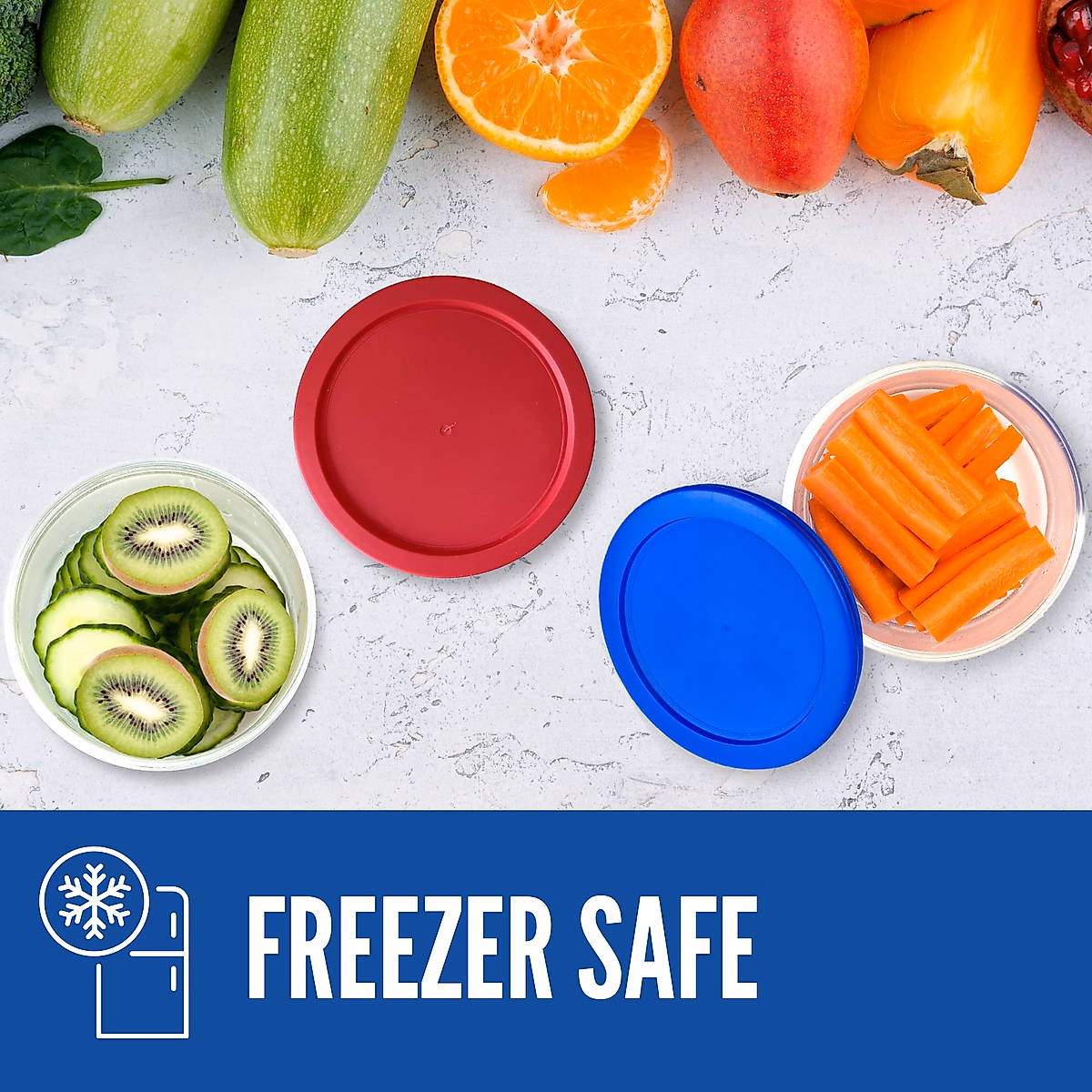 Replacement Plastic Lids for Pyrex (2) 7202-PC 1 Cup Red (3) 7200-PC 2 Blue (2) 7201-PC 4 Red (2) 7402-PC 6/7 Blue Round