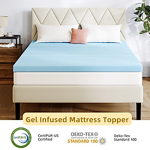 DWVO Mattress Topper Queen, 3 Inch Cooling Memory Foam Mattress Topper, Soft Vents Holes Bed Topper with Breathable Washable Ice-Touch Fabric Cover for Pressure Relief, CertiPUR-US Certified