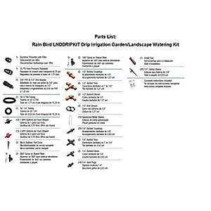 Rain Bird LNDDRIPKIT Drip Irrigation Landscape/Garden Watering Kit with Drippers, Micro-Bubblers, Micro-Sprays