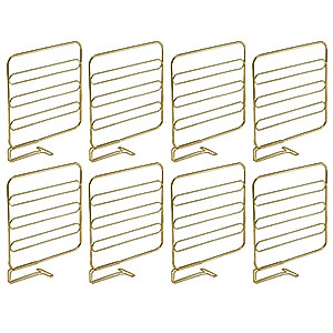 mDesign Versatile Metal Wire Closet Shelf Divider and Separator for Storage and Organization in Bedroom, Bathroom, Kitchen and Office Shelves - Easy Install - 8 Pack - Soft Brass
