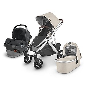 Vista V2 Stroller- Declan (Oat Melange/Silver/Chestnut Leather) + MESA V2 Infant Car Seat - Jake (Charcoal)