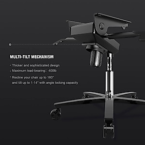 Gaming Chair 350lb Big and Tall High Back Office Chair Ergonomic Racing Reclining Chair with 4D Armrests Swivel Tilt Rocker (White)