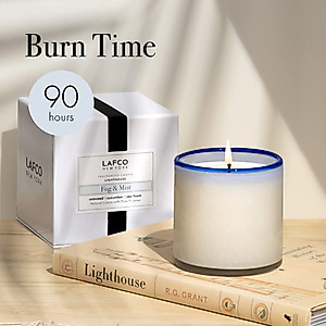 LAFCO New York Signature Candle, Fog & Mist - 15.5 oz - 90-Hour Burn Time - Reusable, Hand Blown Glass Vessel - Made in The USA
