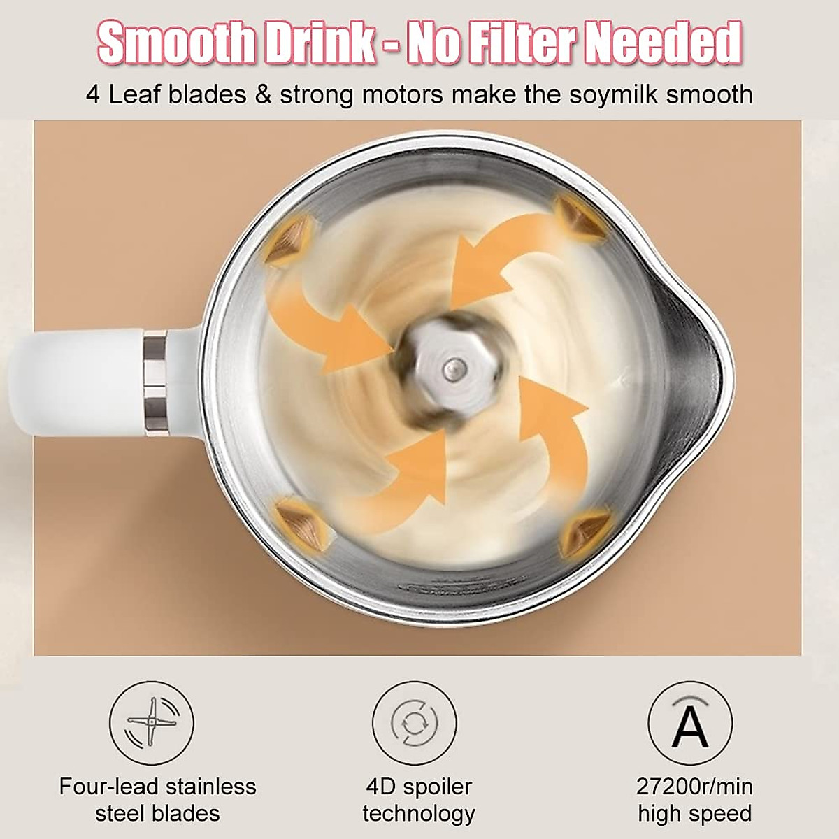 WOOLALA 110V Soy Milk Maker Machine with Screen, 350ML Personal Health Stew Cup Powerful Blender & Automatic Brewing for Smooth Vegan Nut Milk Maker,12 Hours Appointment