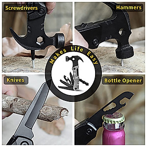 ACKZOT Hammer Multitool + 16 in 1 Card Multitool Set, Multi-Functional Camping Accessories, Men’s Gift, Unique Birthday Gift and Cool Gadgets for Him Dad Husband Boyfriend, Stocking Stuffers for Men