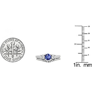 Dazzlingrock Collection 5mm Round Tanzanite & White Diamond 3 Stone Wedding Ring Set for Women in 14K Gold