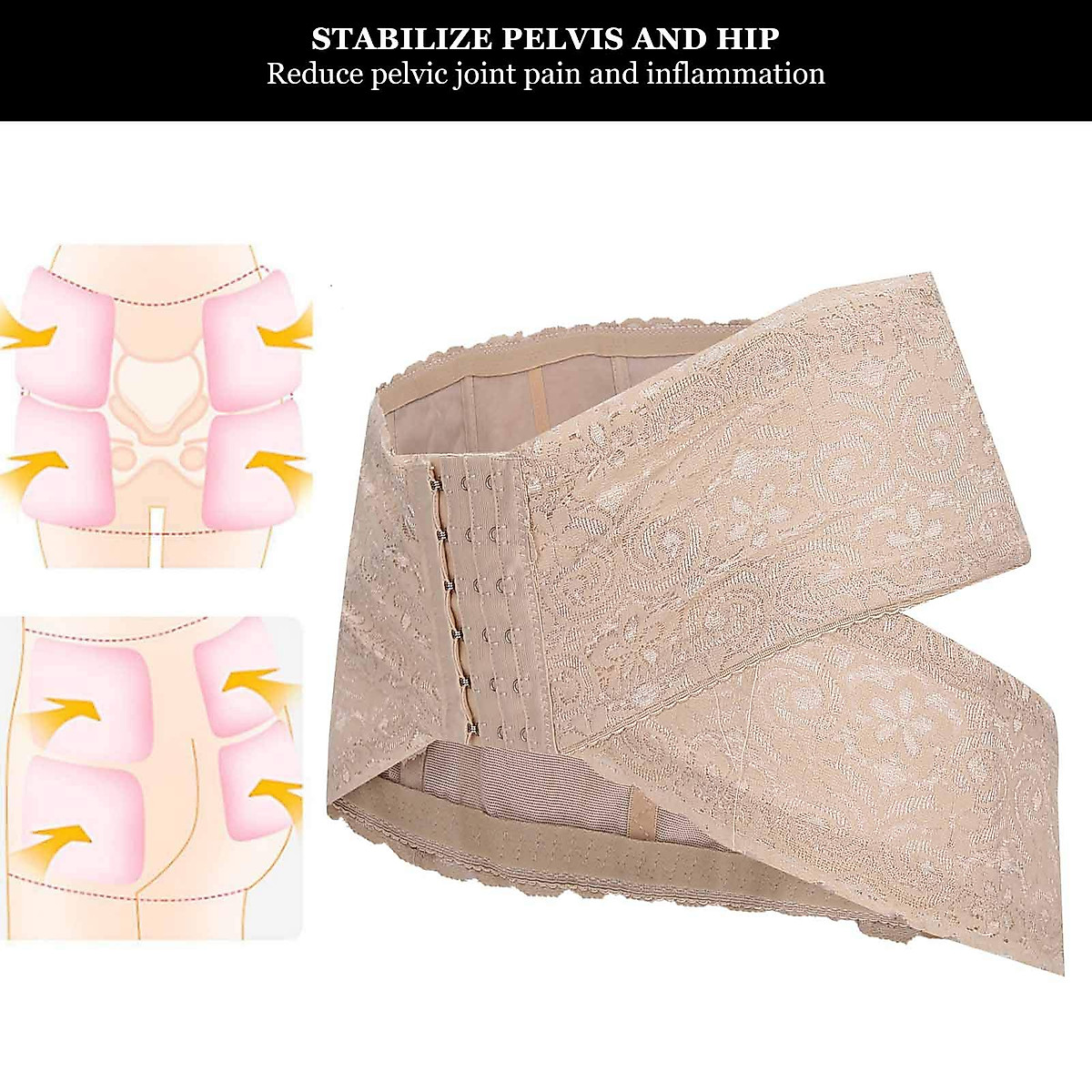 Pelvic Support Belt, Soft Hip Brace, Adjustable Elastic Hip Pain Relief for Postpartum Repair(M)