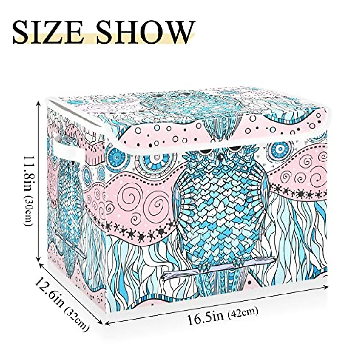 innewgogo Mandala Owl Storage Bins with Lids for Organizing Storage Baskets with Handles Oxford Cloth Storage Cube Box for Dog Toys