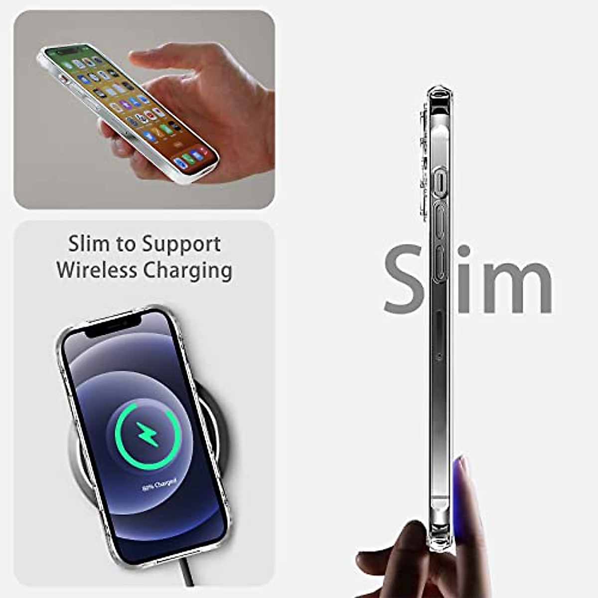 JJGoo Compatiable with iPhone 12 Case and 12 Pro Case Clear, Transparent Shockproof Phone Case, Slim Anti-Scratch Hard PC Back Protective Cover Bumper, Clear