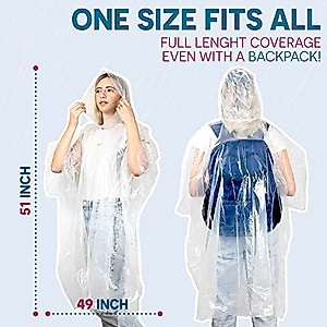 20-Pack Waterproof Rain Ponchos for Adults with Hood for Camping, Hiking | Clear - 100% Waterproof Disposable Raincoat for Men & Women