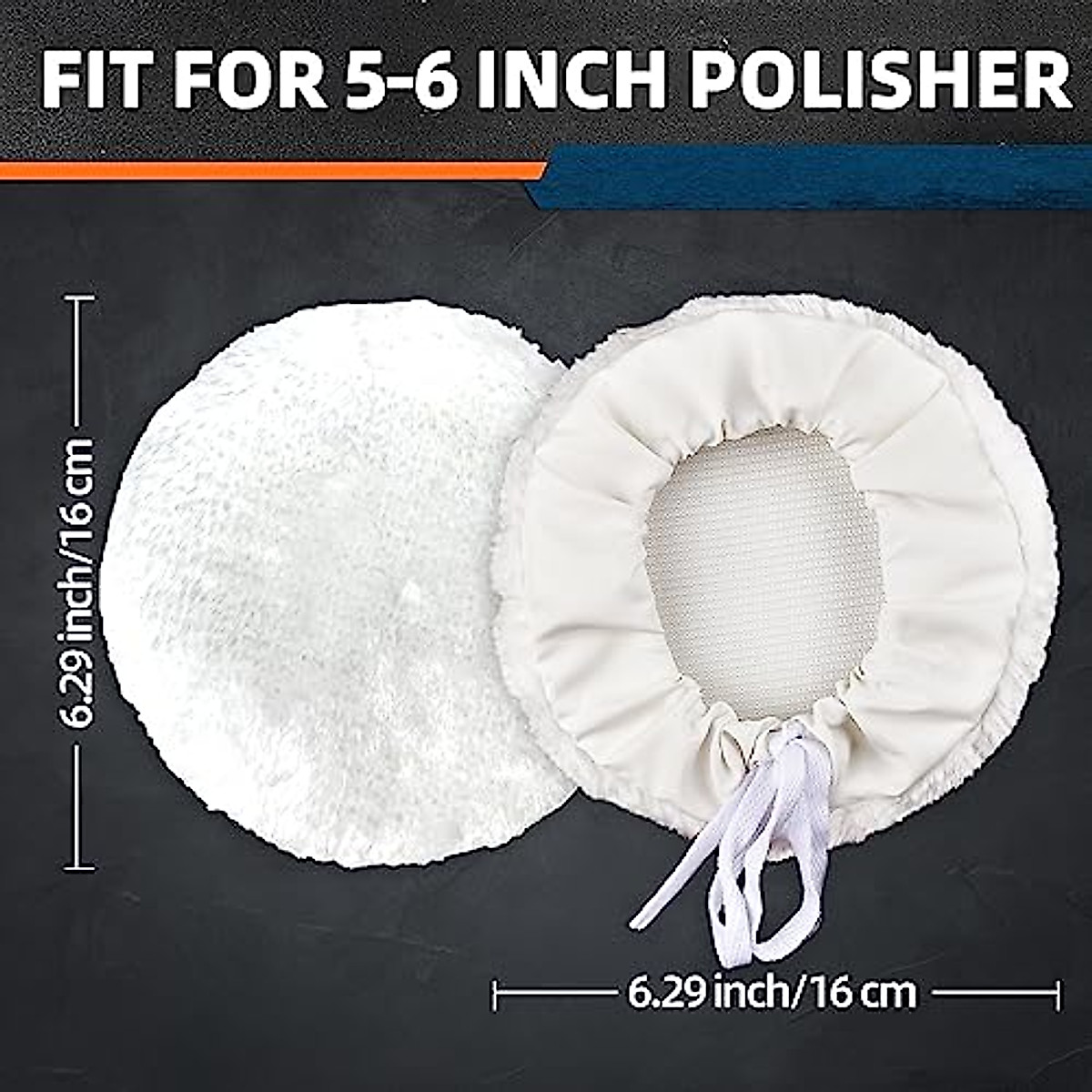 Boomersun 8 Pack 6“ Wool Buffing Pad - Free Adjustment of Tightness, Fit for 5" to 6" Wool Buffer Polishing Pads for Car & Motorcycle Polishing, Glass Grinding