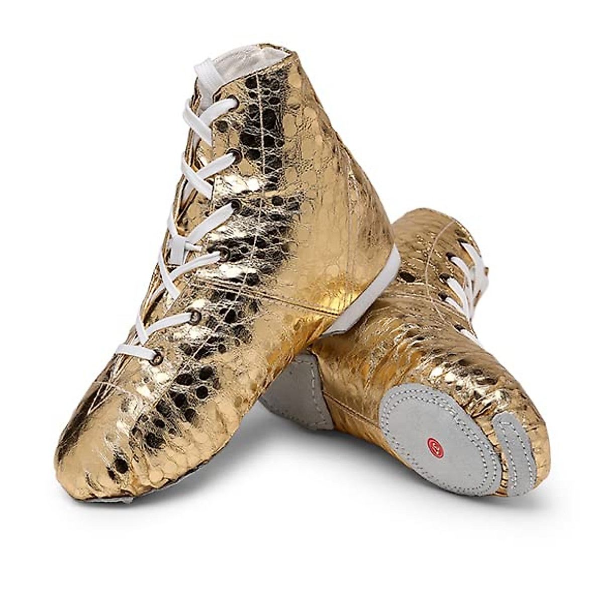 Women Jazz Shoes Split Sole Kids Gold Dancing Sneakers Ankle Boots for Men 9 M US Women