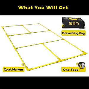 A11N Pickleball Court Marking Kit - Temporary Pickleball Boundary Lines in Standard Court Dimensions, No Measurement Required, Yellow