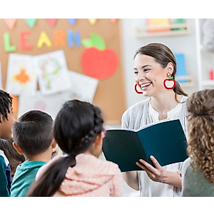 2/3Pairs Teacher Earrings for Women Beaded Pencil Dangle Earrings Statement Apple Book Drop Earrings Teacher Appreciation Gifts Back To School Jewelry Set (2 Pairs 2)