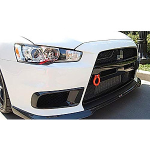 iJDMTOY Red Track Racing Style Tow Hook Ring Compatible With 2008-2016 Mitsubishi Lancer Evolution Evo X 10 (CZ4A), Made of Lightweight Aluminum