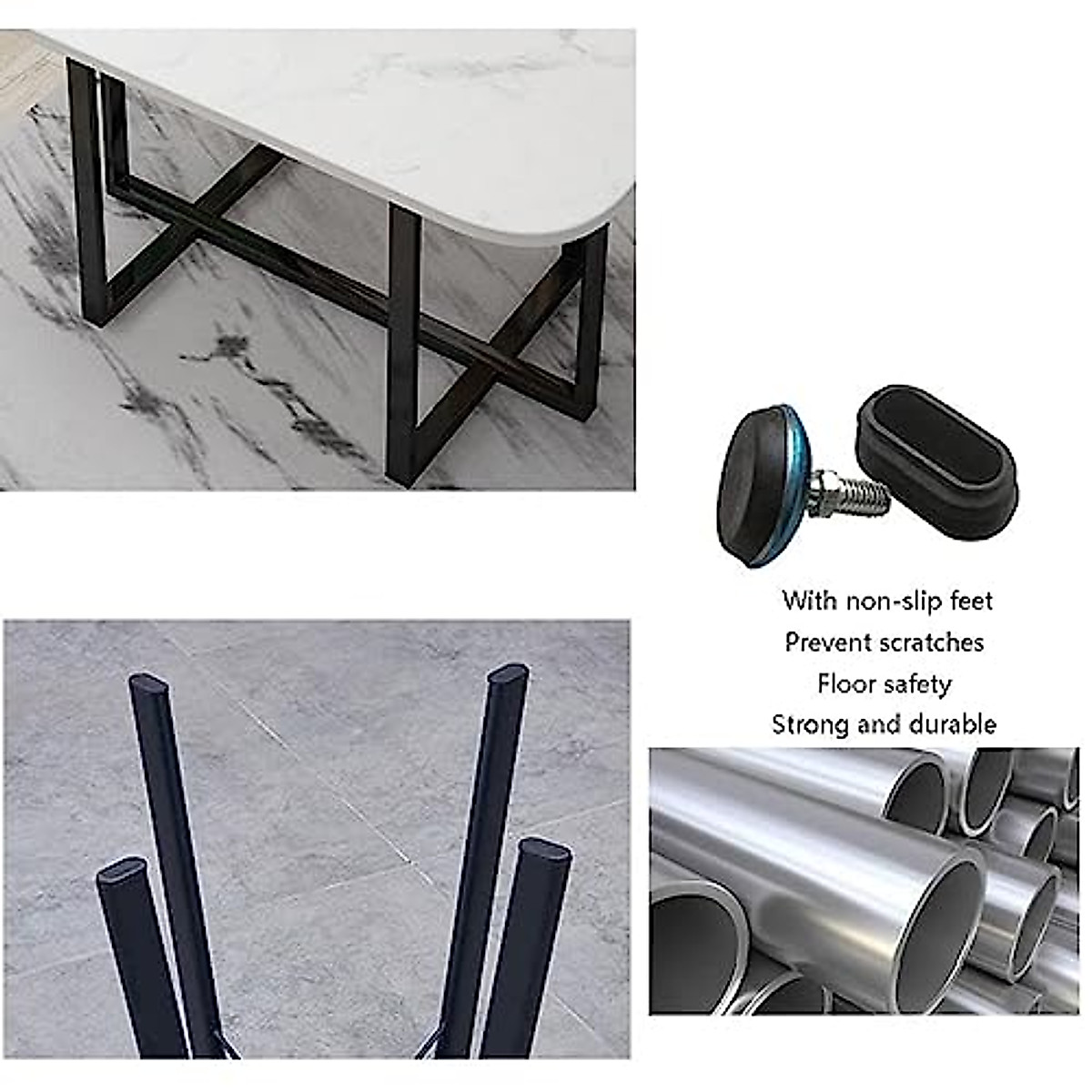 MEFFEE Office Reception Round Table- Coffee Table and 6 Chair Set Space-Saving Conference Table Dining Table Set for 6 Business Meetings Room Table (Color : Yellow 1) (Color : Black)