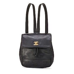 CHANEL, Pre-Loved Black Caviar 3 'CC' Backpack Medium, Black