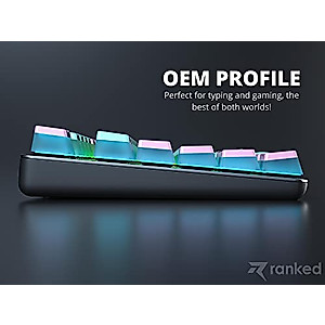 Ranked Pudding v2 PBT Keycaps | 145 Double Shot Translucent ANSI US & ISO Layout | OEM Profile for Full Size, TKL, 75%, 65% and 60% RGB Mechanical Gaming Keyboard (Miami)