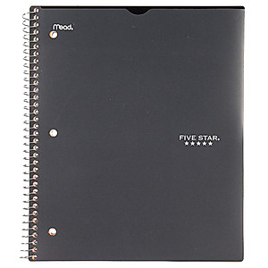 Five Star Spiral Notebook, 1 Subject, College Ruled Paper, 100 Sheets, 11" x 8-1/2" Sheet Size, Customizable Cover, Color Selected For You, 1 Count (08230)