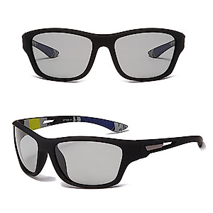 HCYCFY Photochromic Polarized Fishing Sunglasses for Men Women UV Protection Cycling Driving Sports Sunglasses (Black Frame/Photochromic Lens)