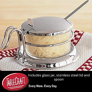 Tablecraft 6 oz Glass Condiment Jar & Spoon Tabletop Set | Commerical Quality for Restaurant or Home Use