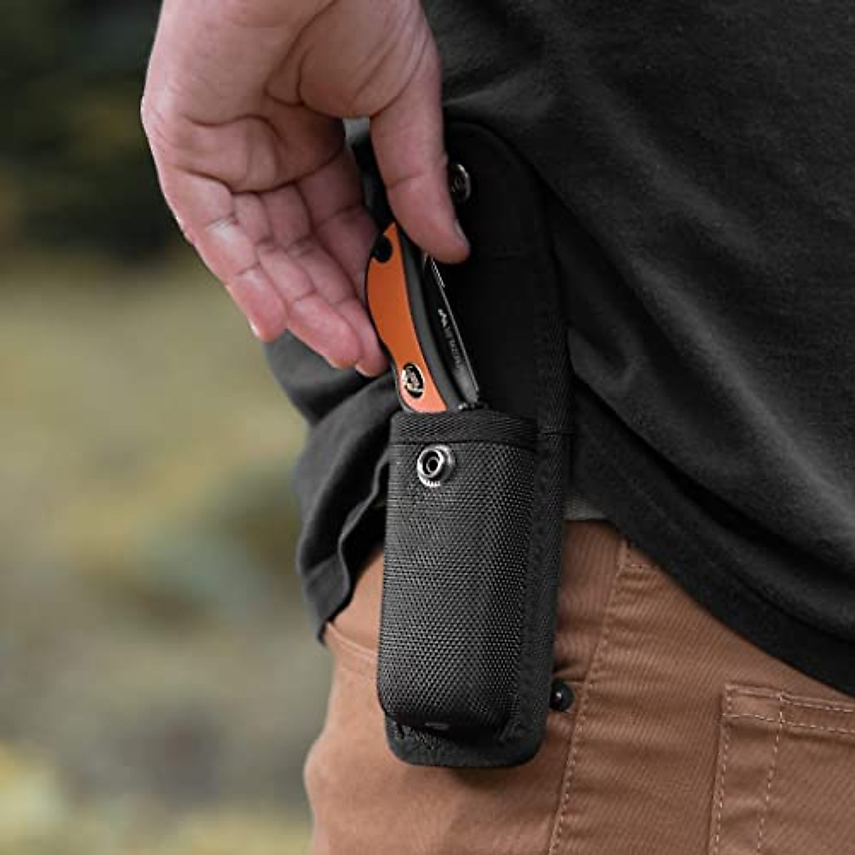 Outdoor Edge 4.5" Nylon Utility Holster - for Carrying Folding Knives, Multi-Tools, Gun Magazines and Accessories - Includes Belt Clip and Carabiner
