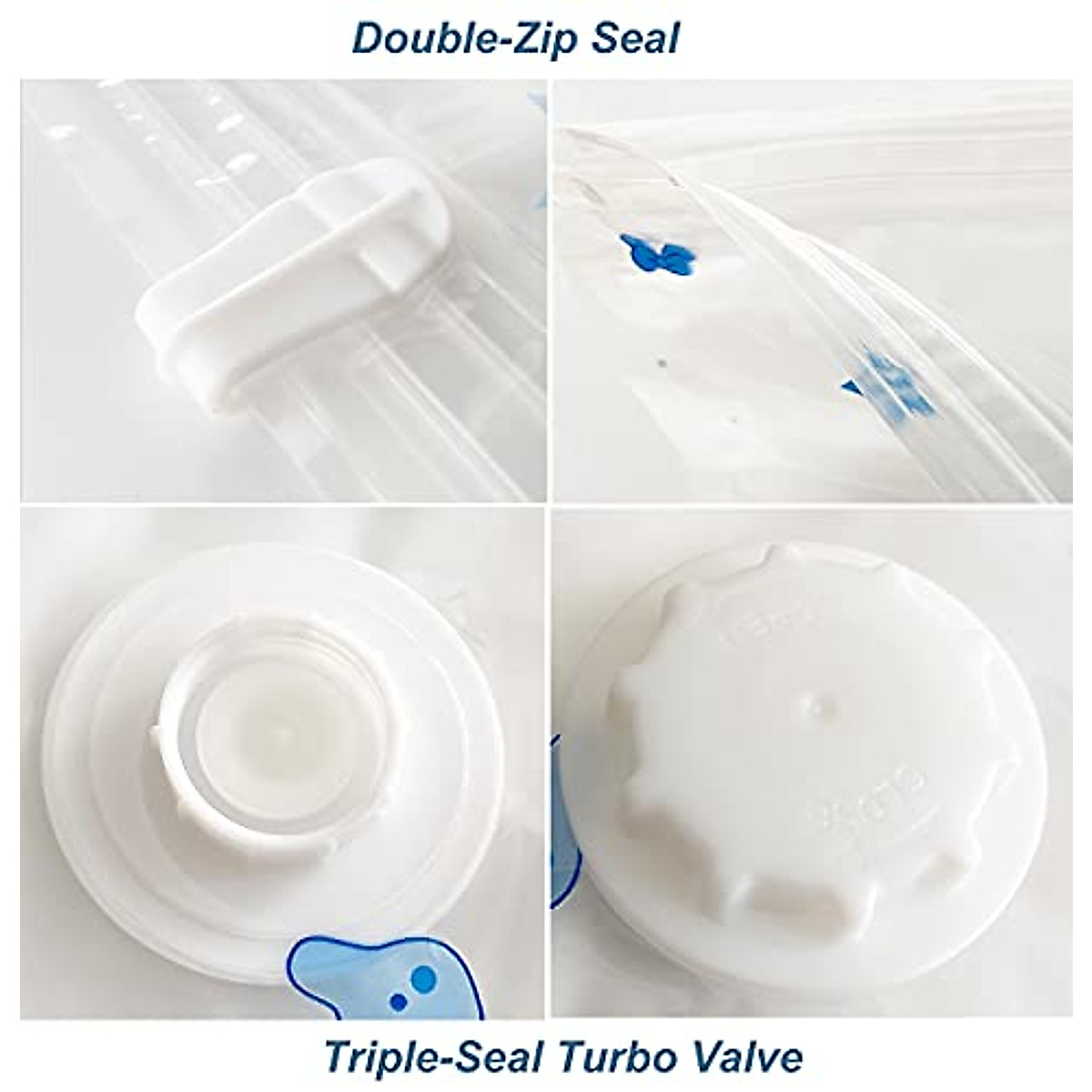 Vacuum Storage Bags Space Saving Bags for Comforters Clothes Pillow Bedding Blanket Storage, Free Travel Hand Pump Included, Double Zip Lock Seal & Leak Valve (4 Pack Medium - 28 * 20 inches)