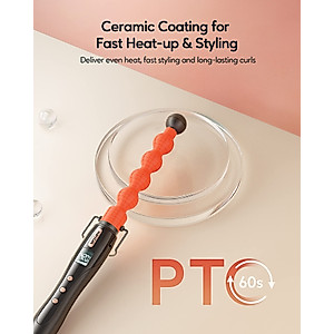 Wavytalk Bubble Wand Curling Iron, Ceramic 1 Inch Bubble Curling Wand for Short & Long Hair, Spiral, with Adjustable Temp, Dual Voltage, Include Heat Resistant Glove