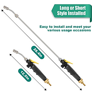 Sprayer Wand, Adjustable Universal Sprayer Match 3/8'' Hose, Stainless Steel Replacement Sprayer Wand with Shut off Valve (Straight,1 Pack)