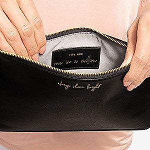 KATIE LOXTON Always Shine Bright Womens Vegan Leather Secret Message Pouch Clutch Black