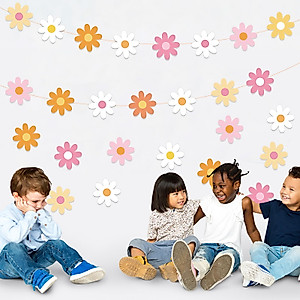 60 PCS Daisy Flower Cutouts Hippie Bulletin Board Retro Hippie Cutouts Groovy Wall Decal Boho Cutouts Groovy Classroom Decor Party Supplies for DIY Craft Birthday Party Baby Shower School Classroom