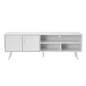 Panana 62.99" TV Stand Television Stands TV Console Unit with 3 Open Cubby and 2 Doors for Living Room Bedroom for TVs up to 70 Inches, White