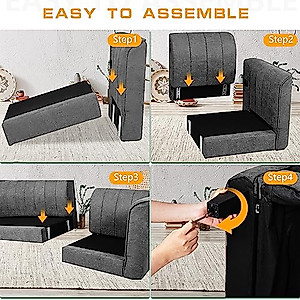 Shintenchi Upgraded Convertible Sectional Sofa Couch, 3 Seat L Shaped Sofa with High Armrest Linen Fabric Small Couch Mid Century for Living Room, Apartment and Office (Black)